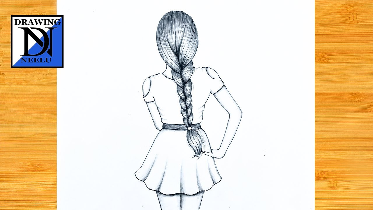 How To Draw A Girl Backside Pencil Sketch For Beginners Easy Drawing Girl Drawing Easy