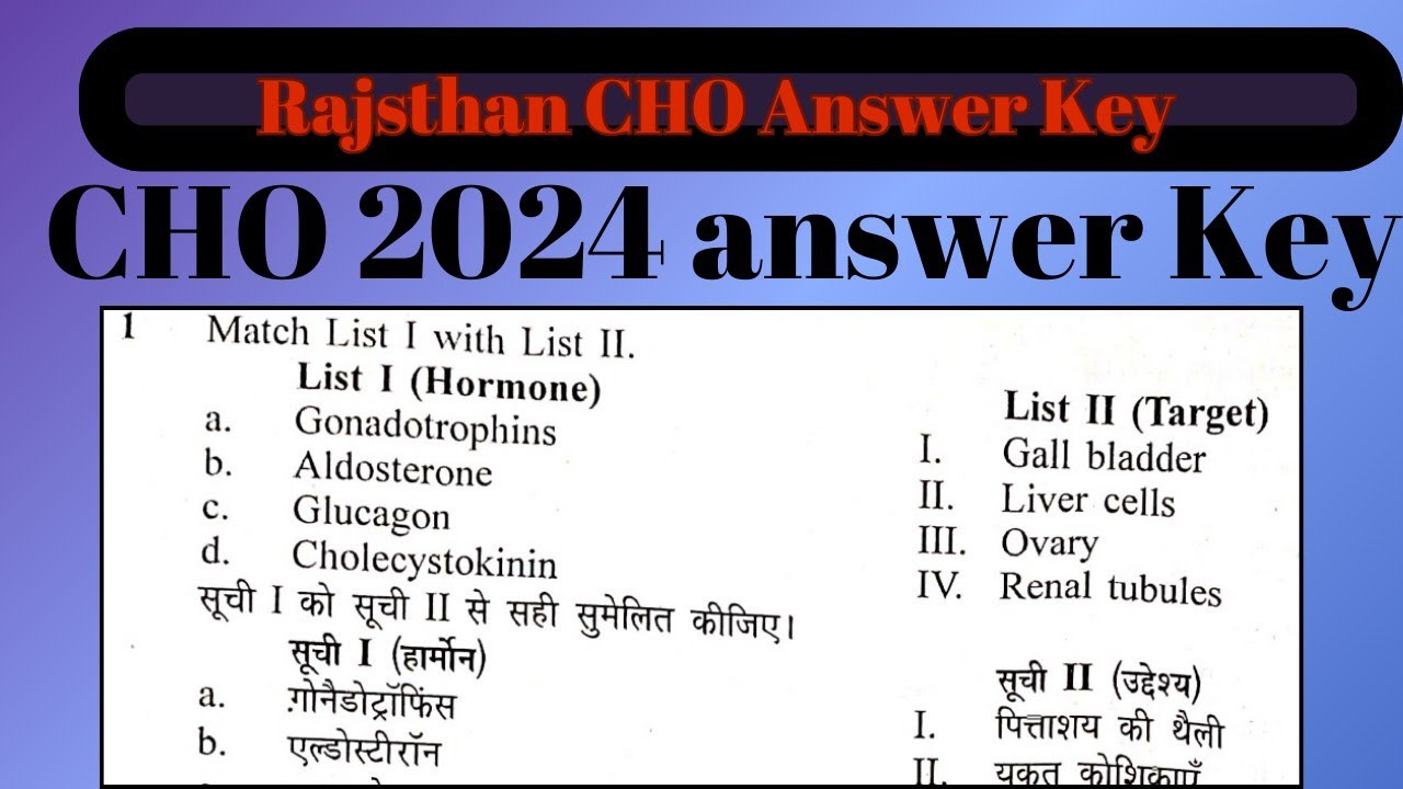 Rajsthan CHO paper | Answer Discussion CHO | Answer Key CHO 2024 - YouTube