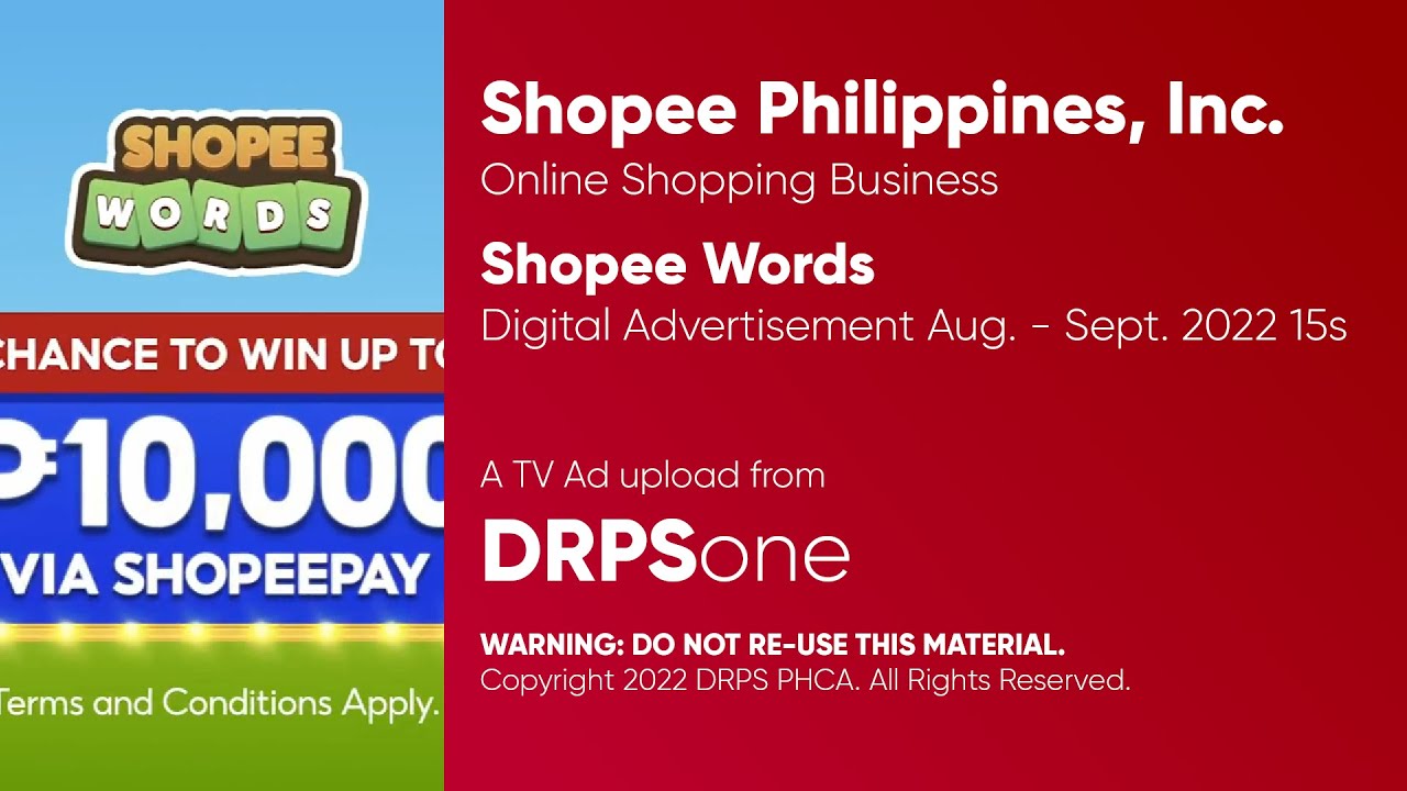 Shopee Words Digital Ad August-September 2022 15s (Philippines) - YouTube