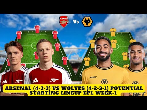 Arsenal Vs wolves potential starting lineup | EPL 2024/2025 week-1 ...