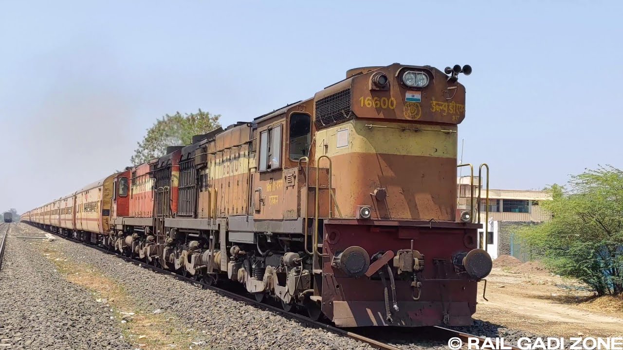 16734 Okha - Rameswaram Express | Guntakal WDM3A Diesel Locomotive ...