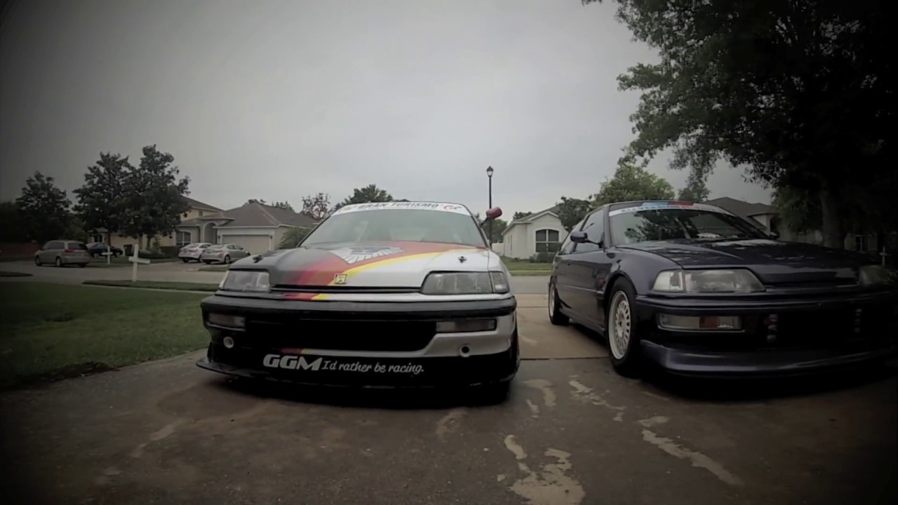 89 honda civic ef sedan crx4dr and hatch cruising in the rain - YouTube