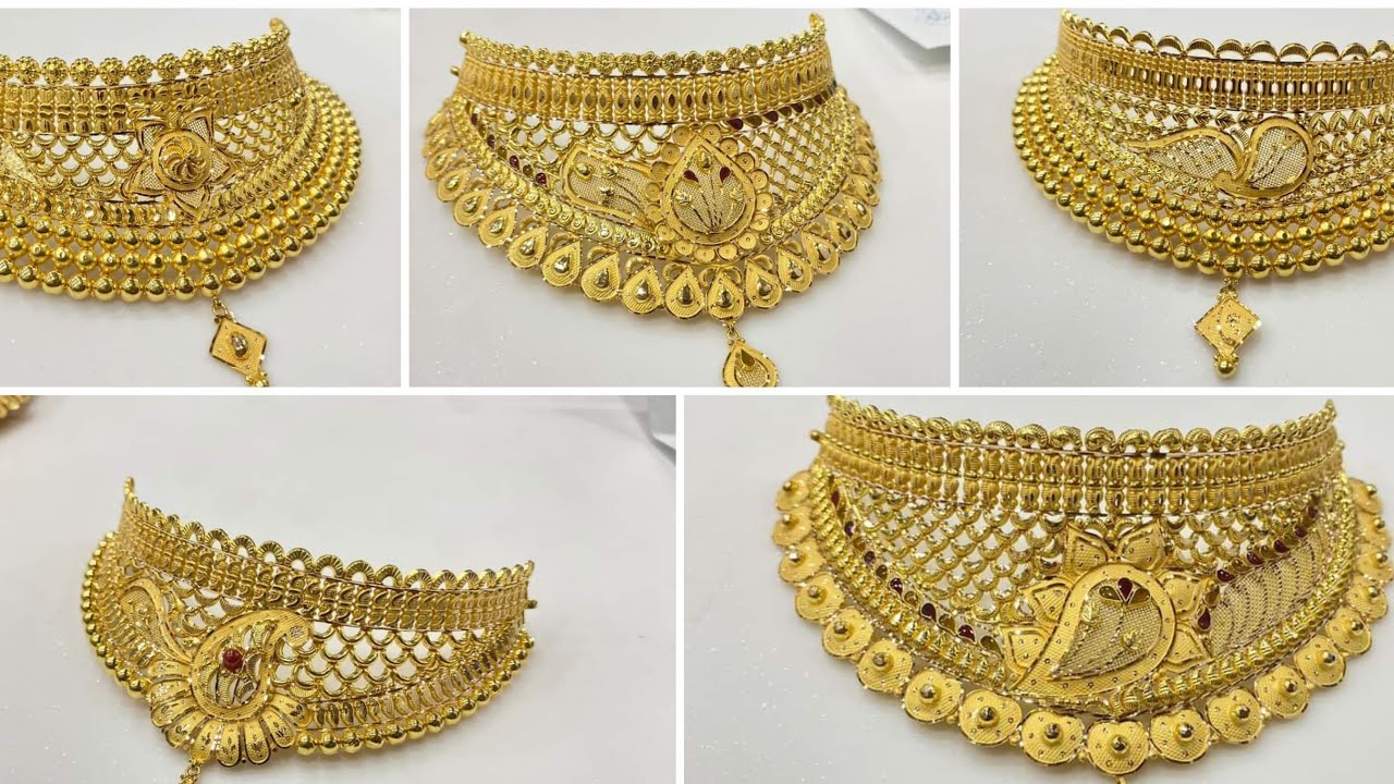 PC CHANDRA under 30 gram gold choker necklace | light weight bridal ...