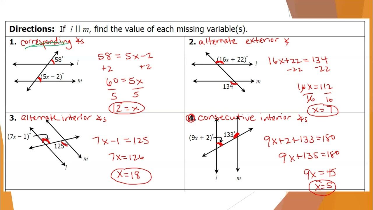 Angles and Parallel Lines Algebra - YouTube