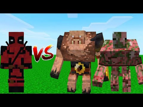 Deadpool vs Mutant piglin brute & pigman | Minecraft mob Battle | - YouTube