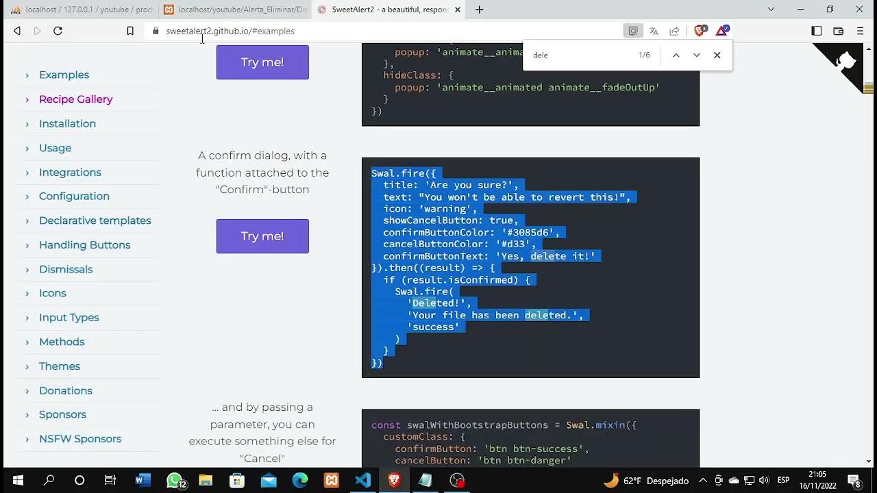 Eliminar datos de una tabla de MYSQL PHP con SweetAlert2 - YouTube