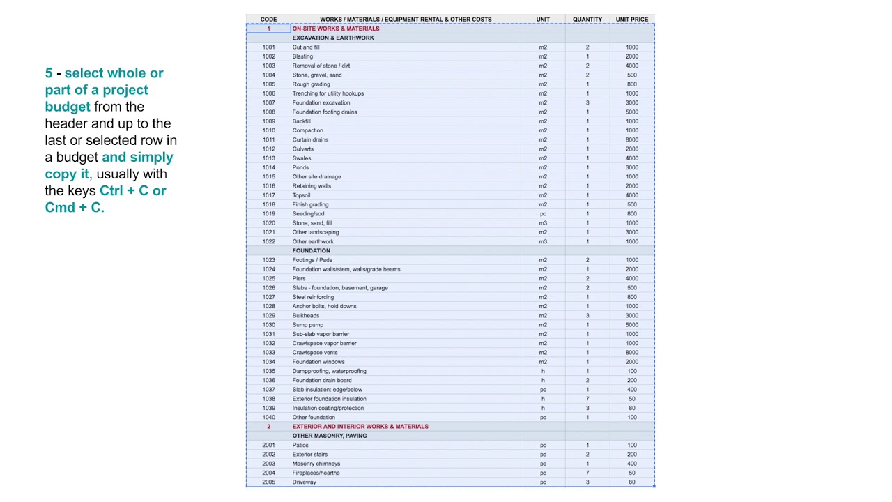 Project budget structure & import to bauwise.com - YouTube