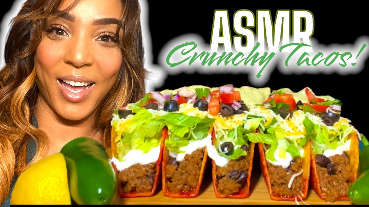 ASMR MUKBANG | Crunchy Nacho Cheese Tacos | No Talking | Trickling ...