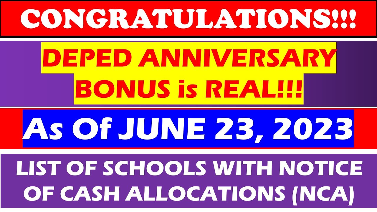 CONGRATULATIONS!! DEPED ANNIVERSARY BONUS is REAL!!! (LIST OF SCHOOLS ...