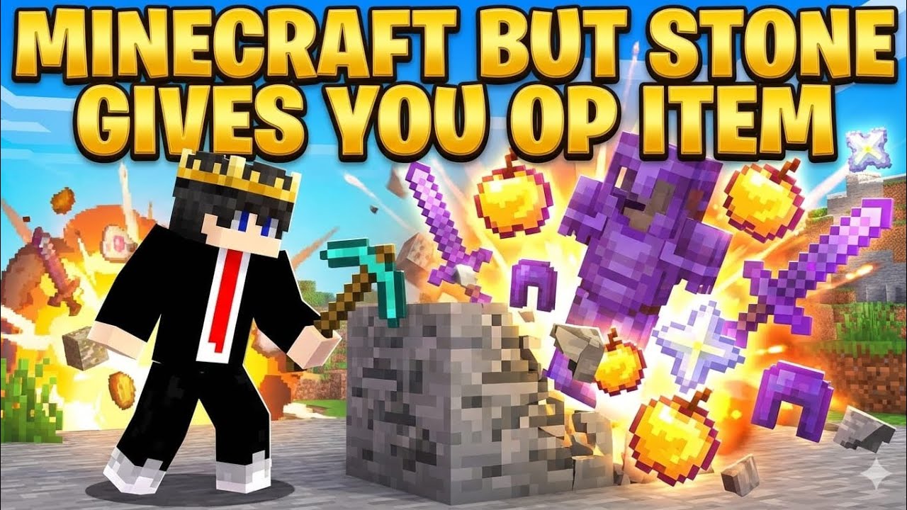 MINECRAFT BUT STONE GIVE ME OP ITEMS|| IN MOBILE|| - YouTube