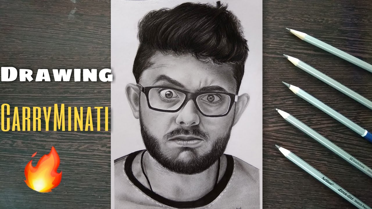 CARRYMINATI DRAWING |@CarryMinati | Pencil sketch of CarryMinati 🔥🔥 ...