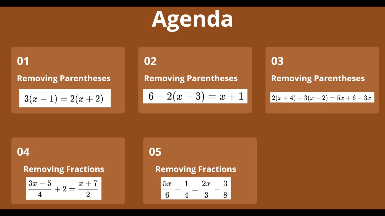 Solving Linear Equations with Parentheses and Fractions - YouTube