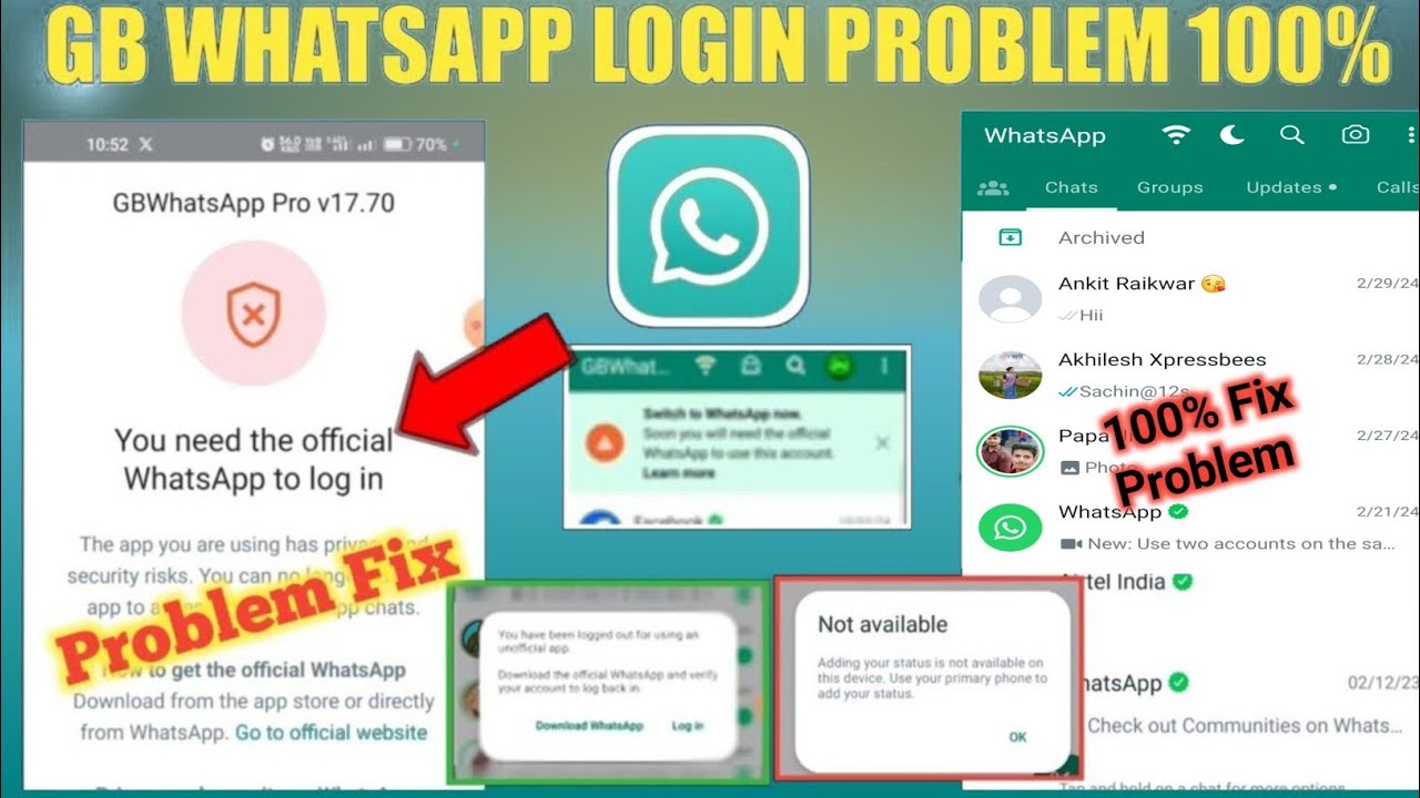 You need the official WhatsApp to log in GB | GB WhatsApp Login Problem ...