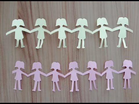 Kağıttan el ele tutuşan çocuklar(origami-kirigami)