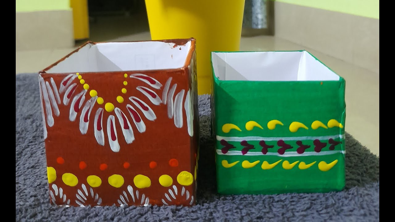 DIY Waste Box Decoration | Ponds White Beauty Cover Painting Designs ...