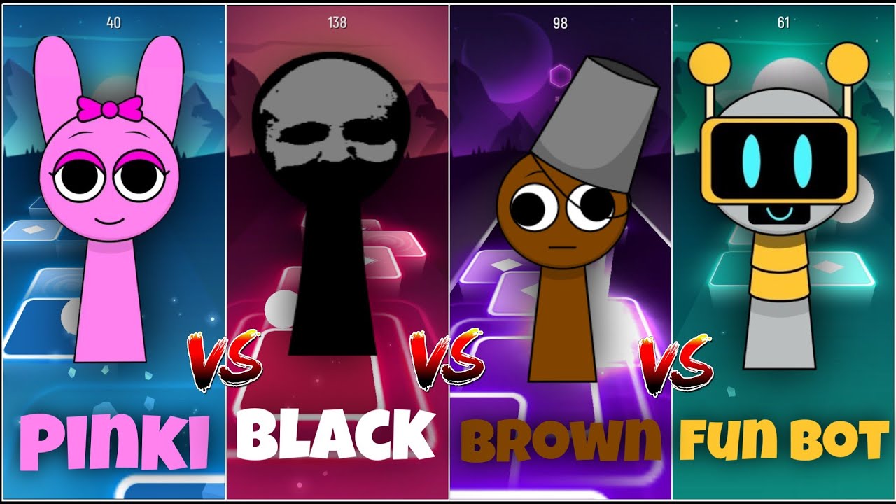 Pinki VS Black VS Brown VS Fun bot I Tiles Hop - YouTube
