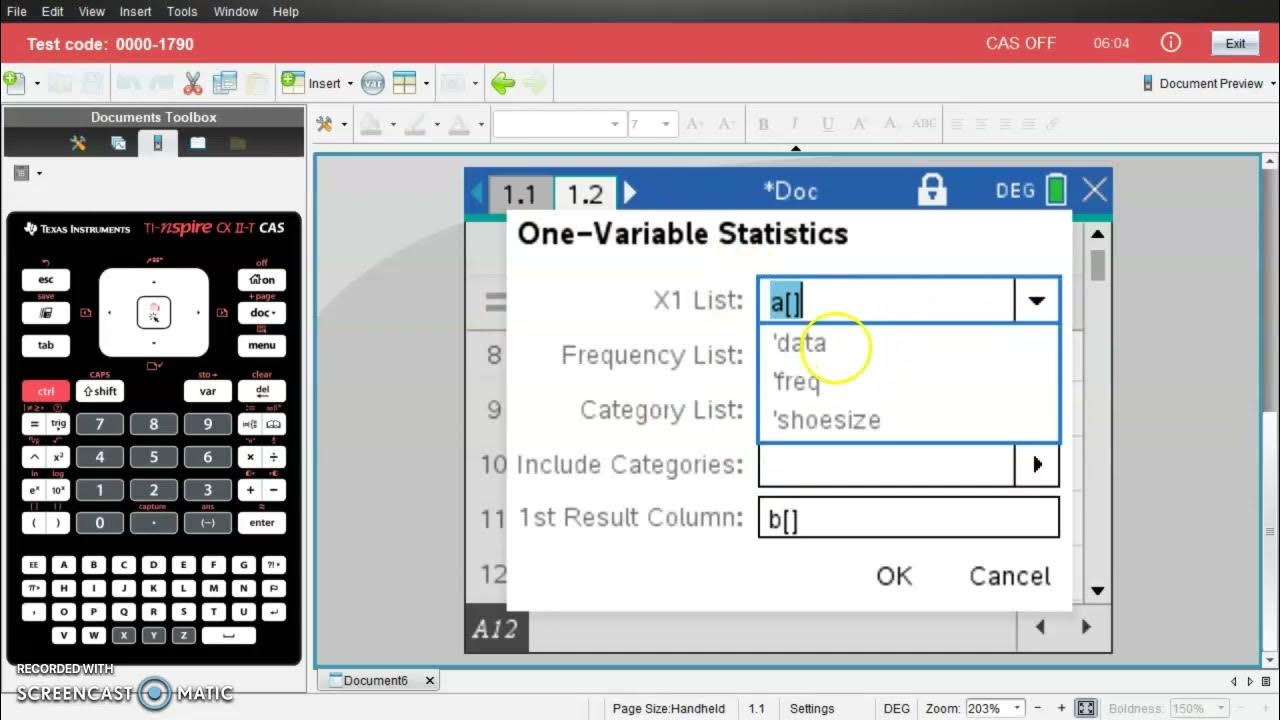 TI-NSpire One Variable Statistics - YouTube