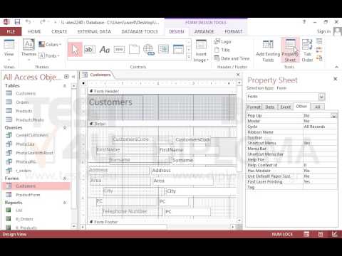 Sort the Customers form using the field Surname in Ascending order ...