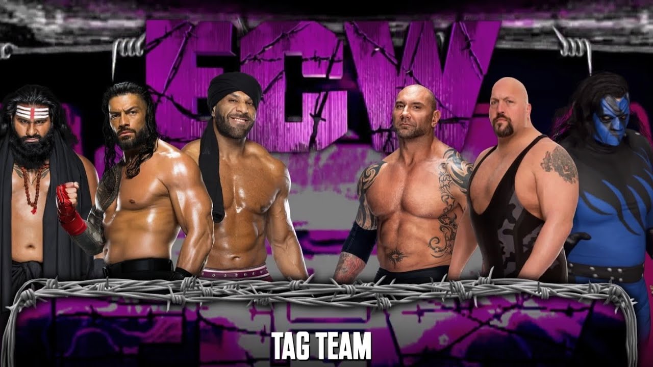 WWE Tag Team Roman Reigns Jinder Mahal Veer Mahaan Vs Batista Big show ...