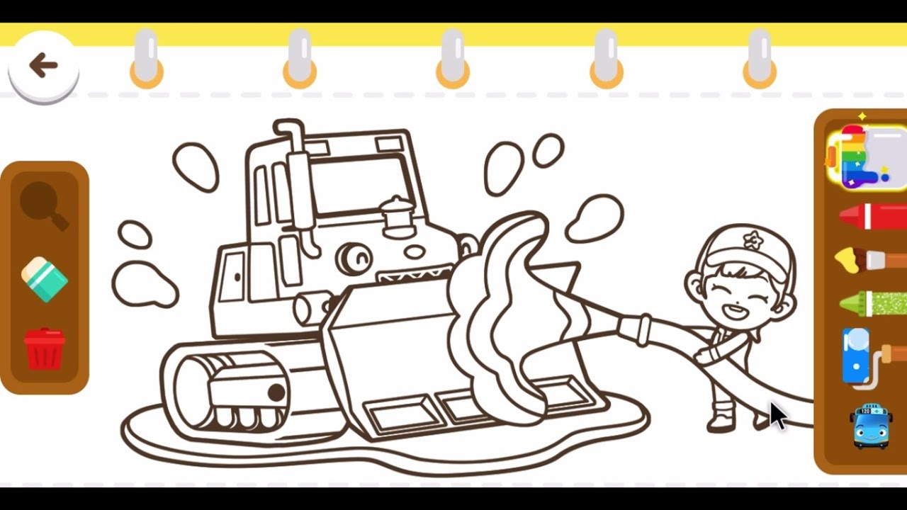 Mewarnai Bulldozer Billy Bersama Hanna | Bermain dengan Tayo Bus Kecil ...