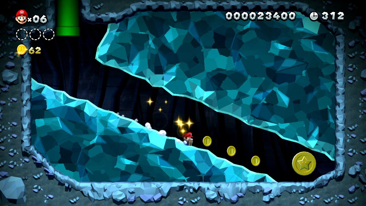 New Super Mario Bros. U -- Third Star Coin in Tilted Tunnel - YouTube