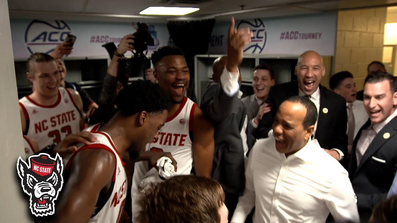 NC State Locker Room Celebration After Comeback Win Over Clemson - YouTube