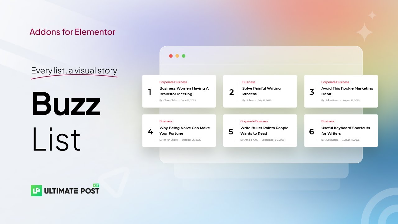 How to Use Buzz List Widget by Ultimate Post Kit in Elementor - YouTube