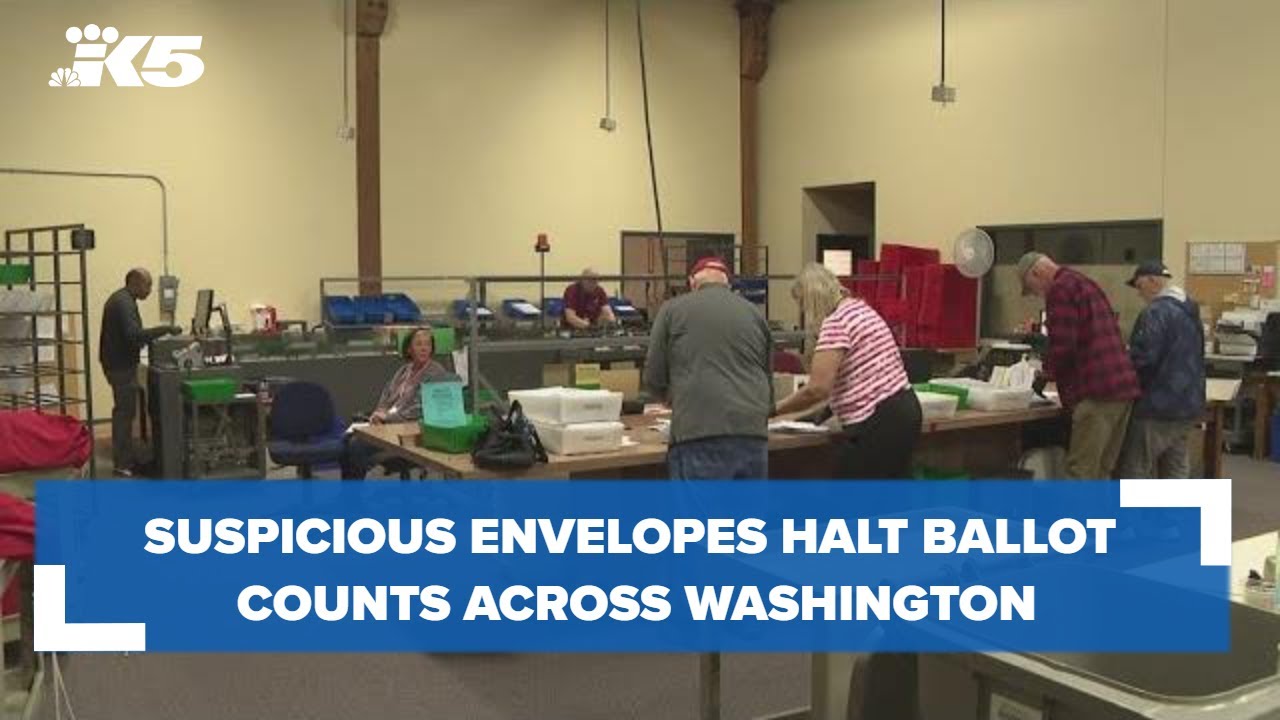 Suspicious envelopes stop ballot counts - YouTube