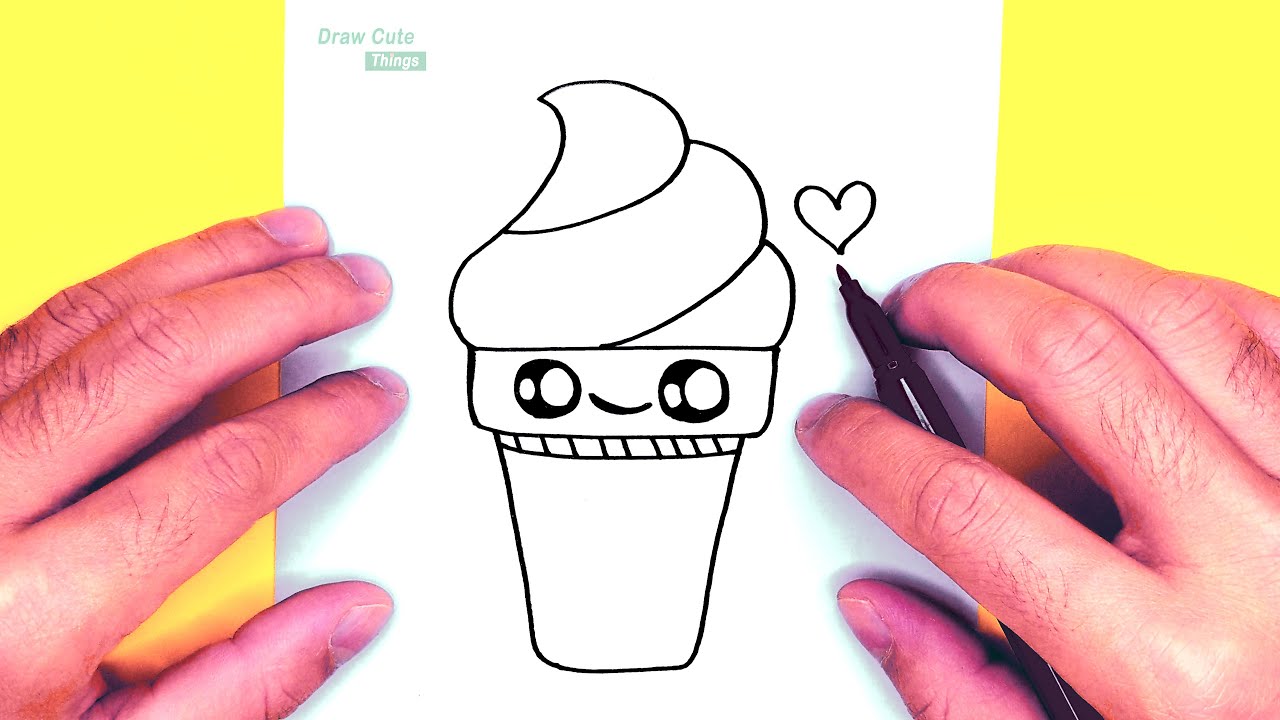 How to draw a cute ice cream, step by step, draw cute things - YouTube
