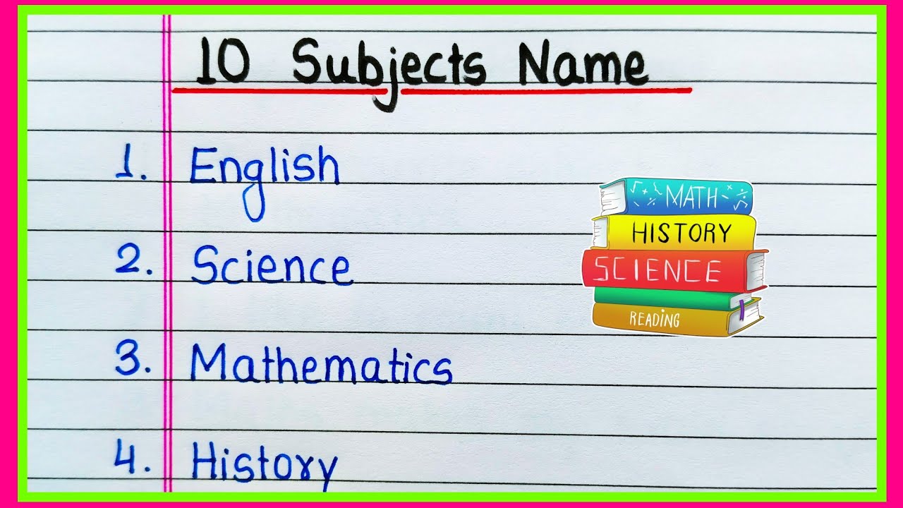 10 Subjects Name in English | Subjects Name | Books Name - YouTube