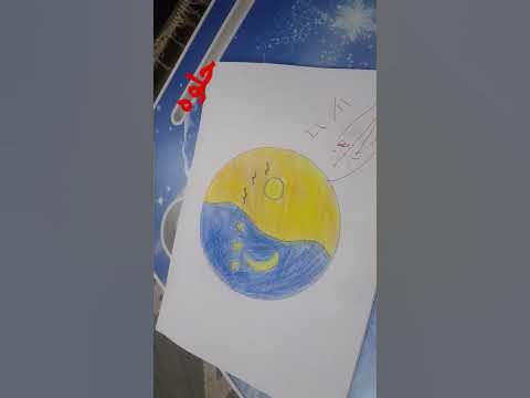 رسم نصف شمس ونصف قمر 😍👑 - YouTube
