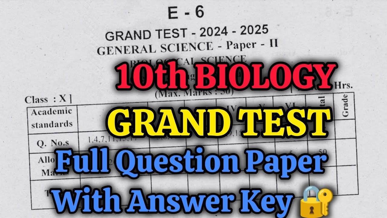 10th 💯GRAND TEST BIOLOGY Full Question Paper with Answers | 10th Class ...