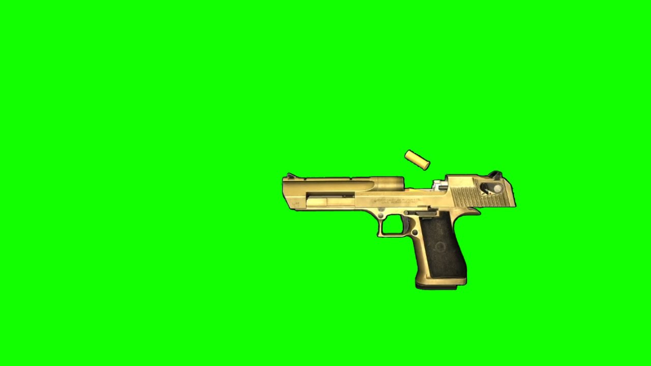 Desert Eagle pistol (Gold), firing, green screen - YouTube