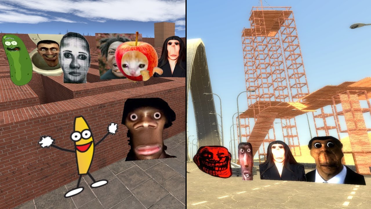 Best Gmod Nextbots Chasing Me on Destructible Towers in The Maze ...