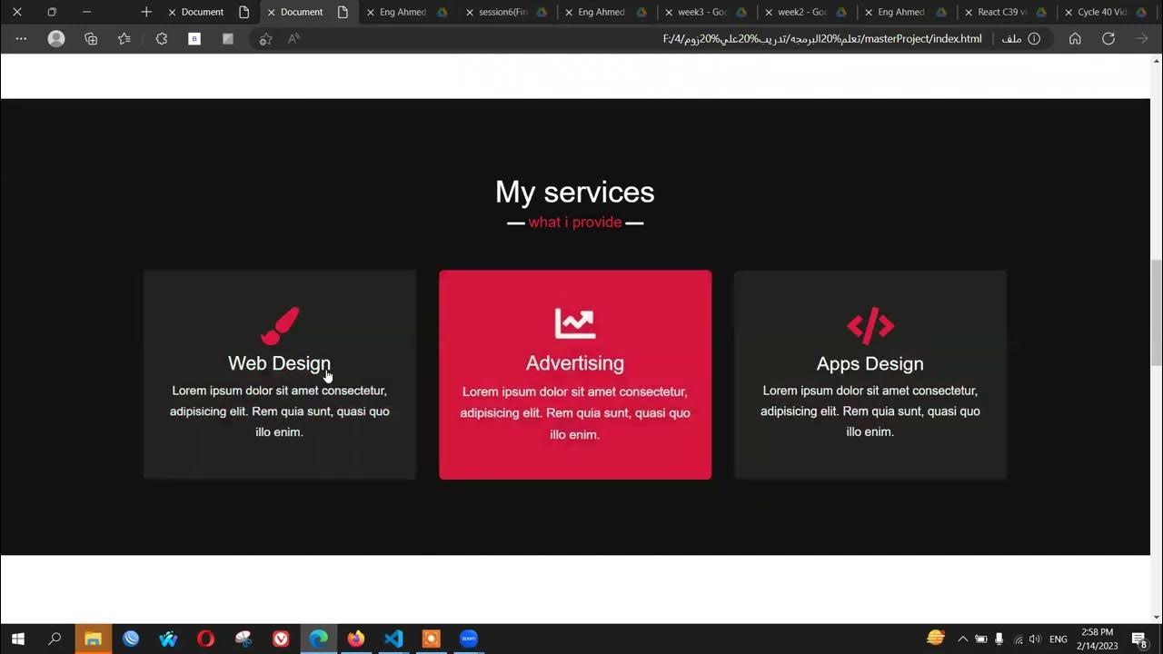 تطبيقات علي Htmlcss للمبتدائين مراجعه علي سيكشن Services Youtube