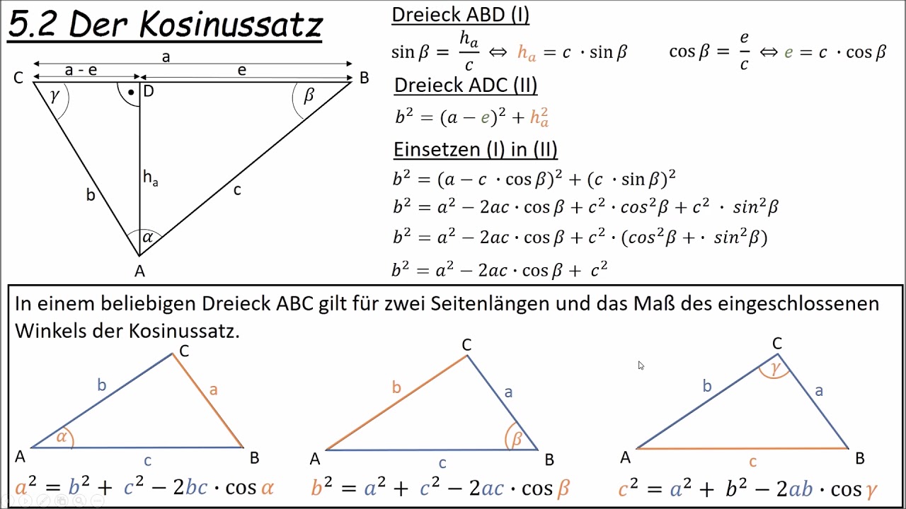 5.2 Der Kosinussatz - YouTube