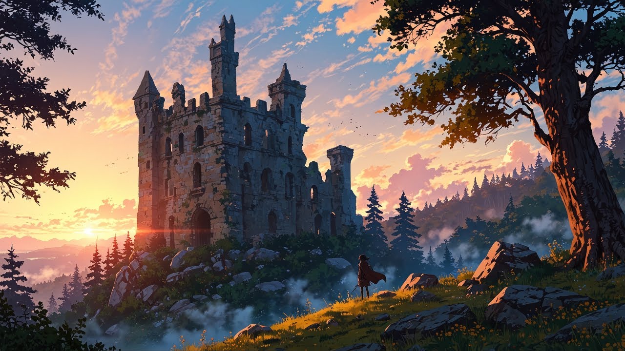 Castle Ruins at Sunrise | Relaxing Medieval Fantasy Music for Study ...