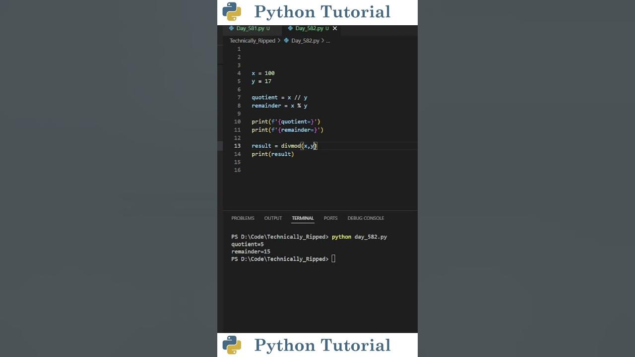 Pythons Divmod Function Python Tutorial Youtube