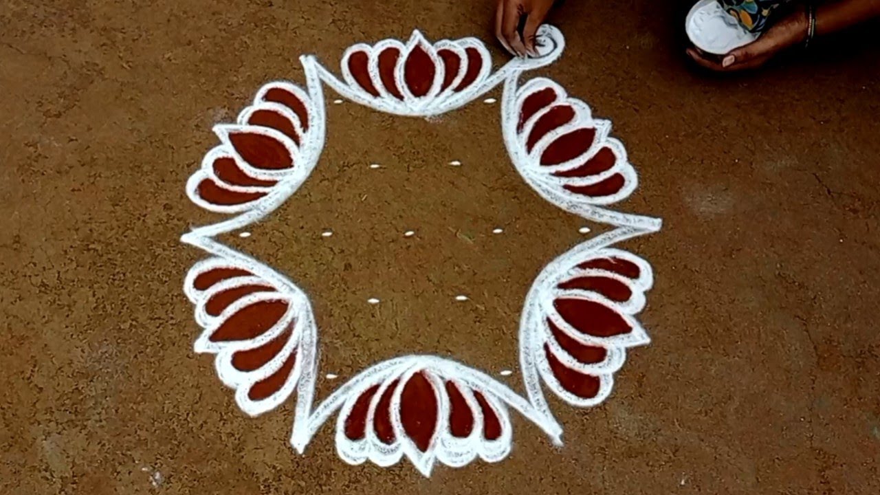 puratasi madham special 5X3dots lotusflowers sangu rangoli/navaratri ...