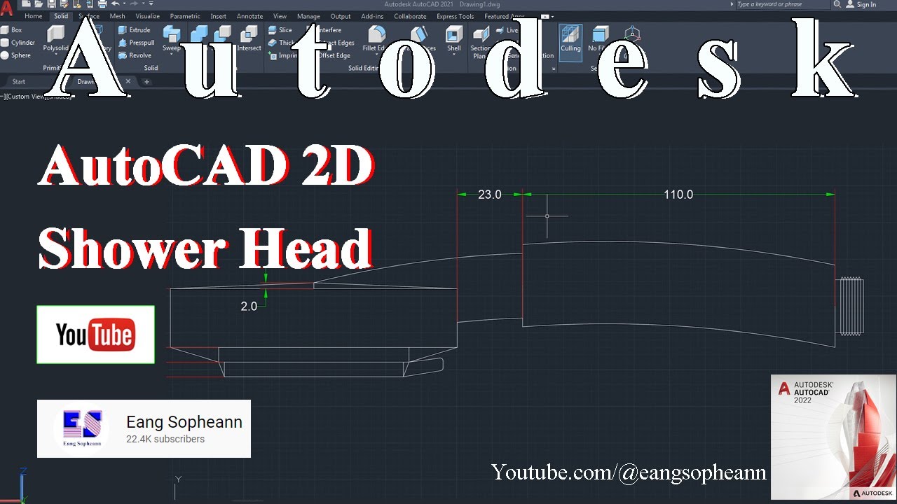 AutoCAD, Autodesk, Modeling, 2D how to drawing shower head, sketches ...