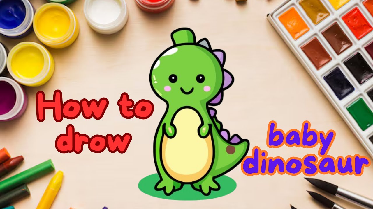 HOW TO DROW BABY DINOSAUR🦖DRAWING STEP BY STEP SCHOOL PROJECTS #drawing ...