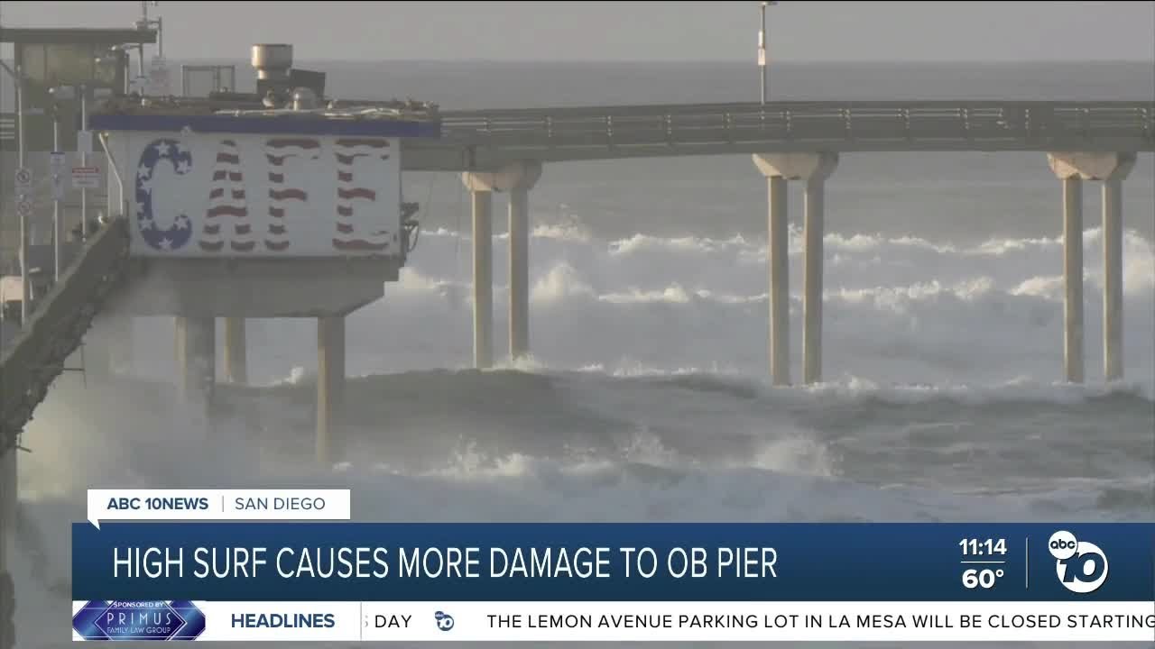 High surf causes more damage to Ocean Beach pier - YouTube