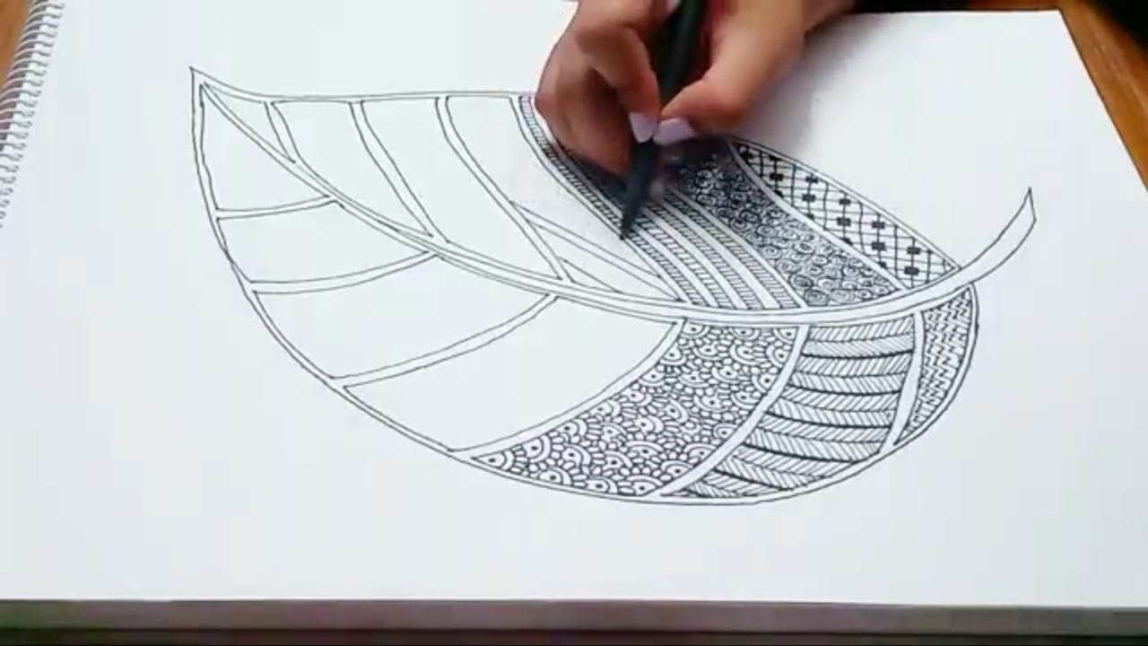 Doodle | Leaf | Zendoodle | Zentangle Art | Art Therapy | For Beginners ...
