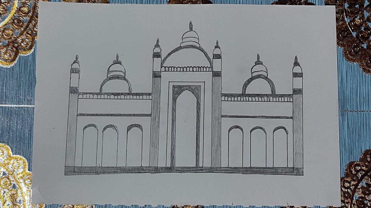 How to draw a mosque | How to draw a masjid drawing very easy step by ...