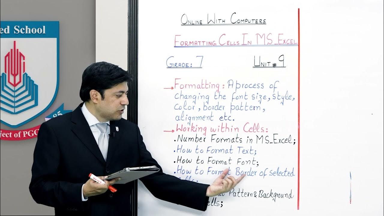 Class 7 - Computer Studies - Chapter 9 - Lecture 1 Cell Formatting in MS-Excel - Allied Schools ...