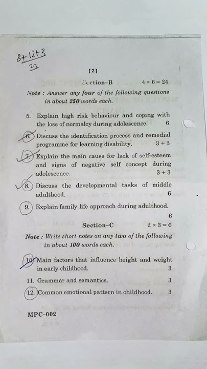 MA Psychology | IGNOU | Question Paper | MPC-002 | Life Span Development - YouTube