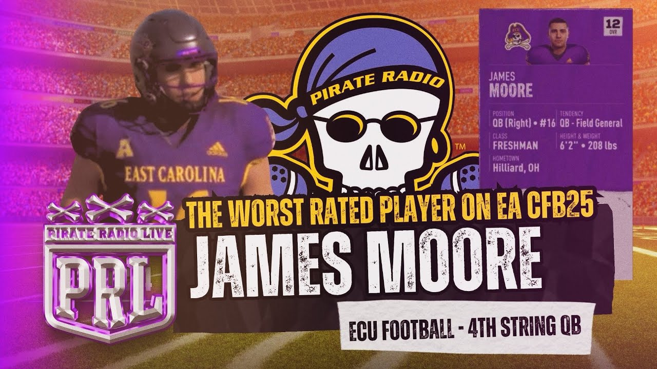 ICYMI: ECU Football 4th string QB James Moore, the lowest rated player in EA College Football 25 ...