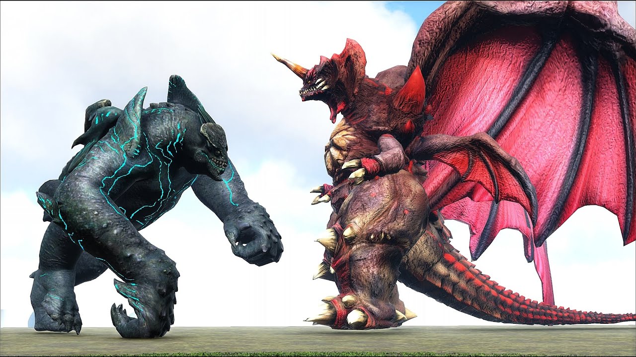 TITANUS DESTROYAH VS LEATHERBACK CATEGORY 4 KAIJU (ARK SURVIVAL EVOLVED ...