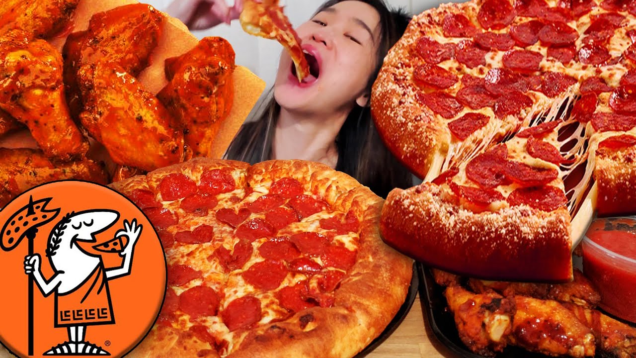 Massive Little Caesars Mukbang! NEW Stuffed Crazy Crust Pepperoni Pizza ...