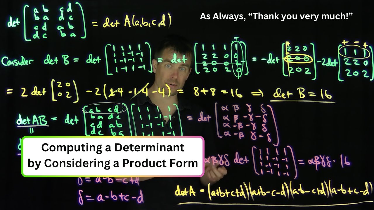Computing a Determinant by Considering a Special Product - YouTube